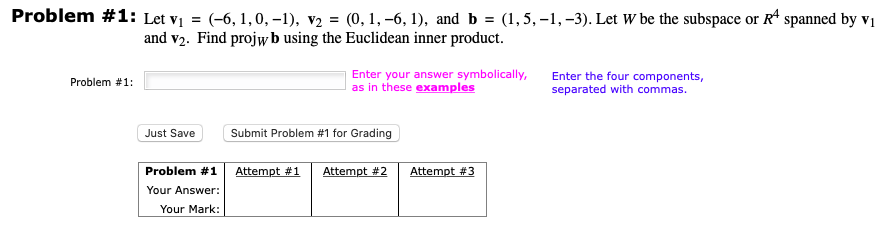Solved Problem \# 1: Let v1=(−6,1,0,−1),v2=(0,1,−6,1), and | Chegg.com