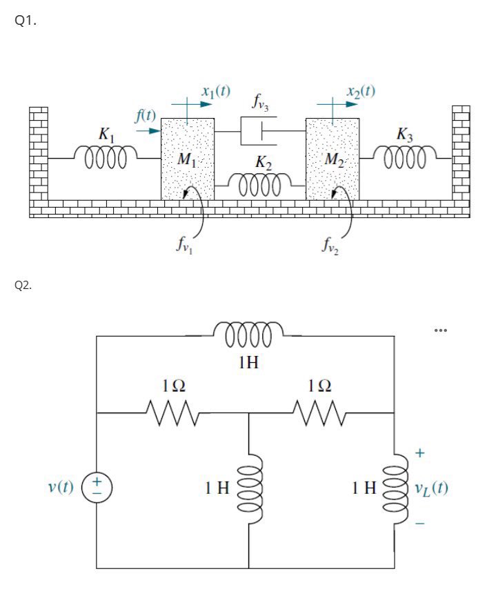 use the differential equations obtain from Q1 and Q2 | Chegg.com