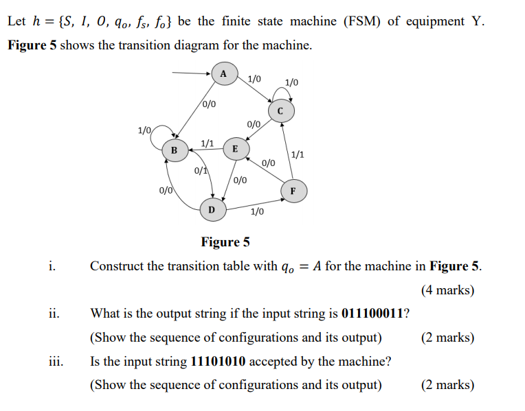 Solved Let h = {S, I, 0, 90, fs, fo} be the finite state | Chegg.com