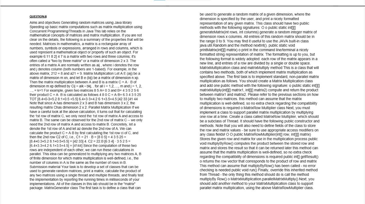 Solved java.utn. QUESTION:8 Aims and objectives Generating | Chegg.com