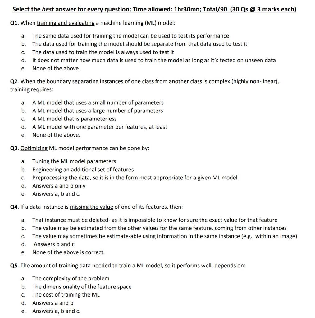 Solved Q1. When training and evaluating a machine learning | Chegg.com
