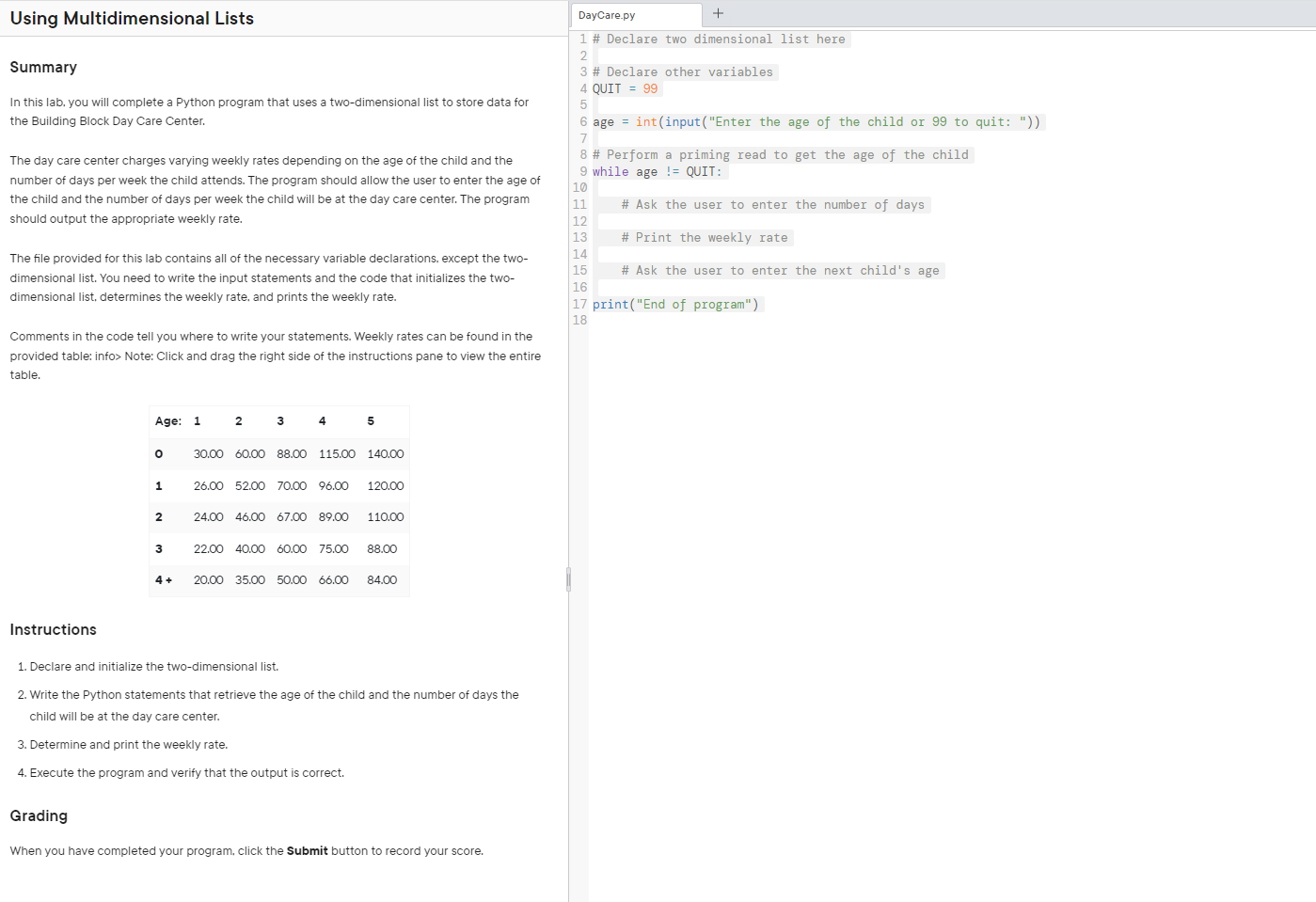Solved Using Multidimensional Lists Dimensional List 