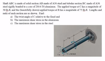 Solved Shaft ABC is made of solid section AB made of A36 | Chegg.com