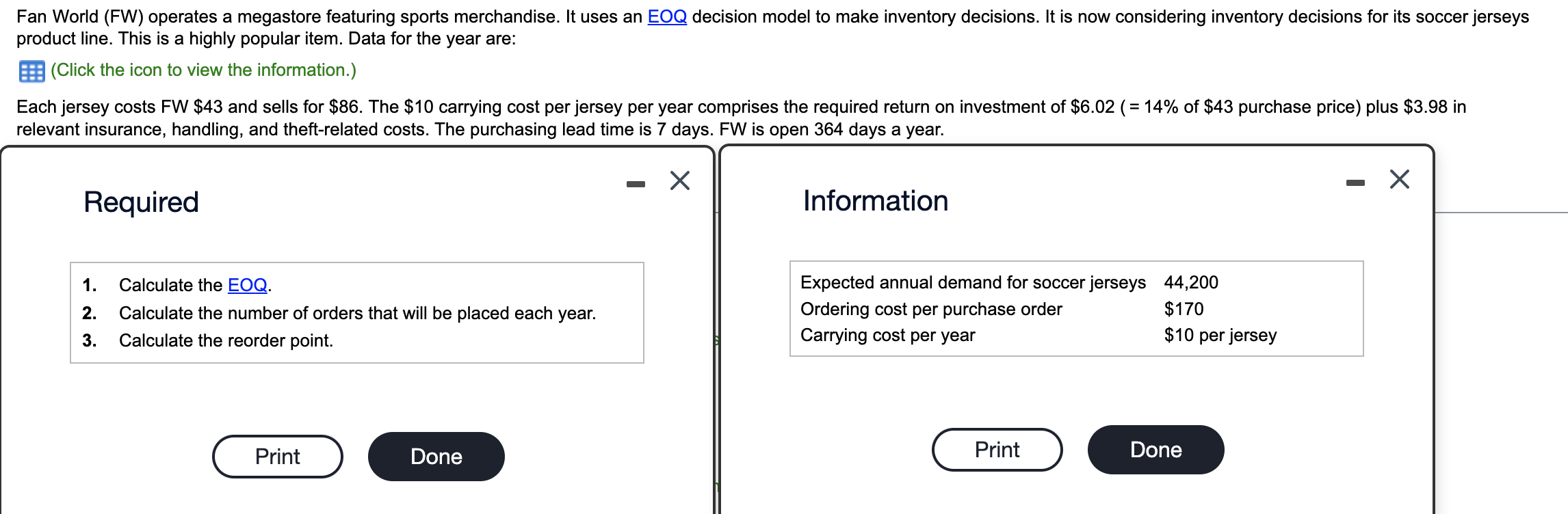 Solved Requirement 3. Calculate the reorder point. (Round | Chegg.com