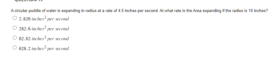 Solved A circular puddle of water is expanding in radius at | Chegg.com