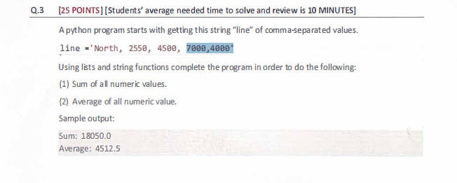 Solved Q.3 (25 POINTS] [Students' average needed time to | Chegg.com