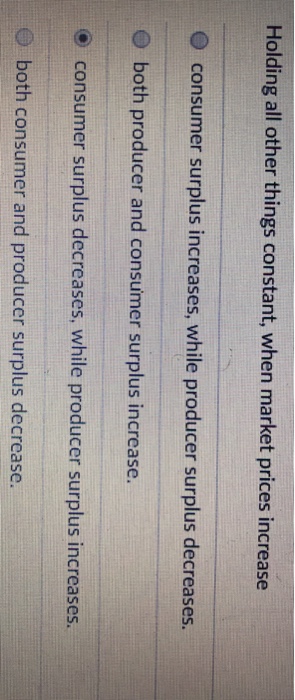 Solved Holding all other things constant, when market prices | Chegg.com