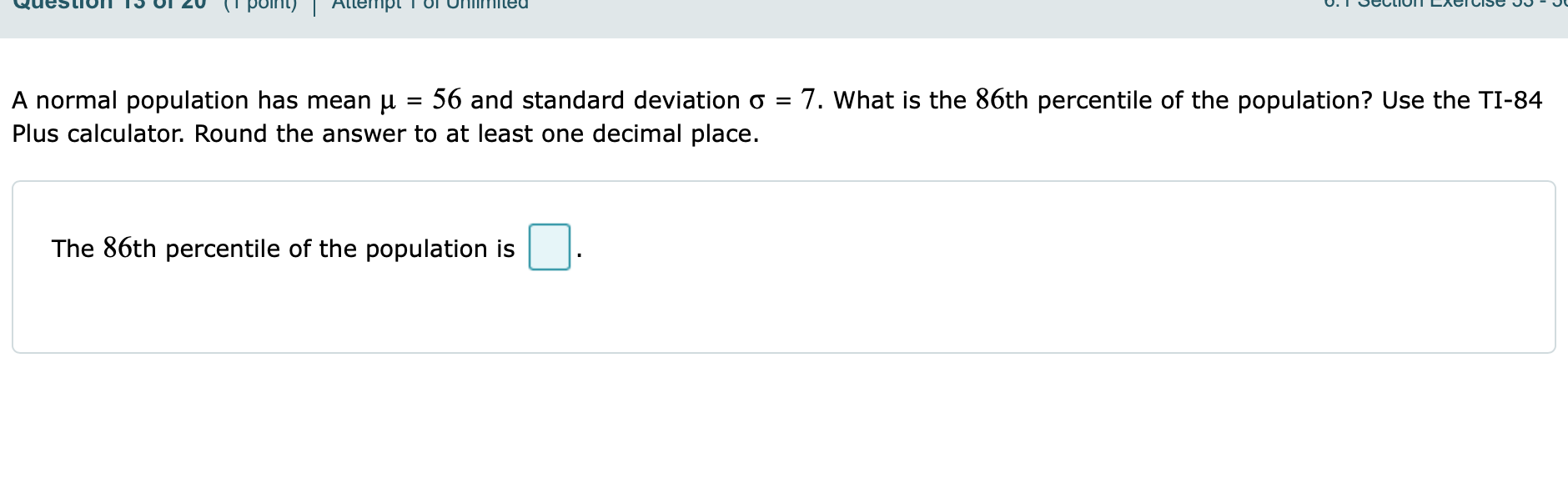 Solved - 7. What is the 86th percentile of the population? | Chegg.com