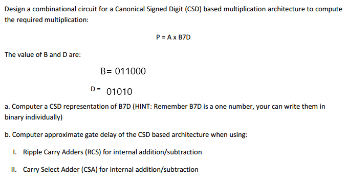 Solved Design a combinational circuit for a Canonical Signed | Chegg.com