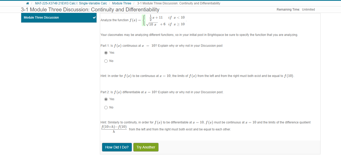 Solved 102 +6 if ?> 10 MAT-225-X3749 21EW3 Calc l: | Chegg.com