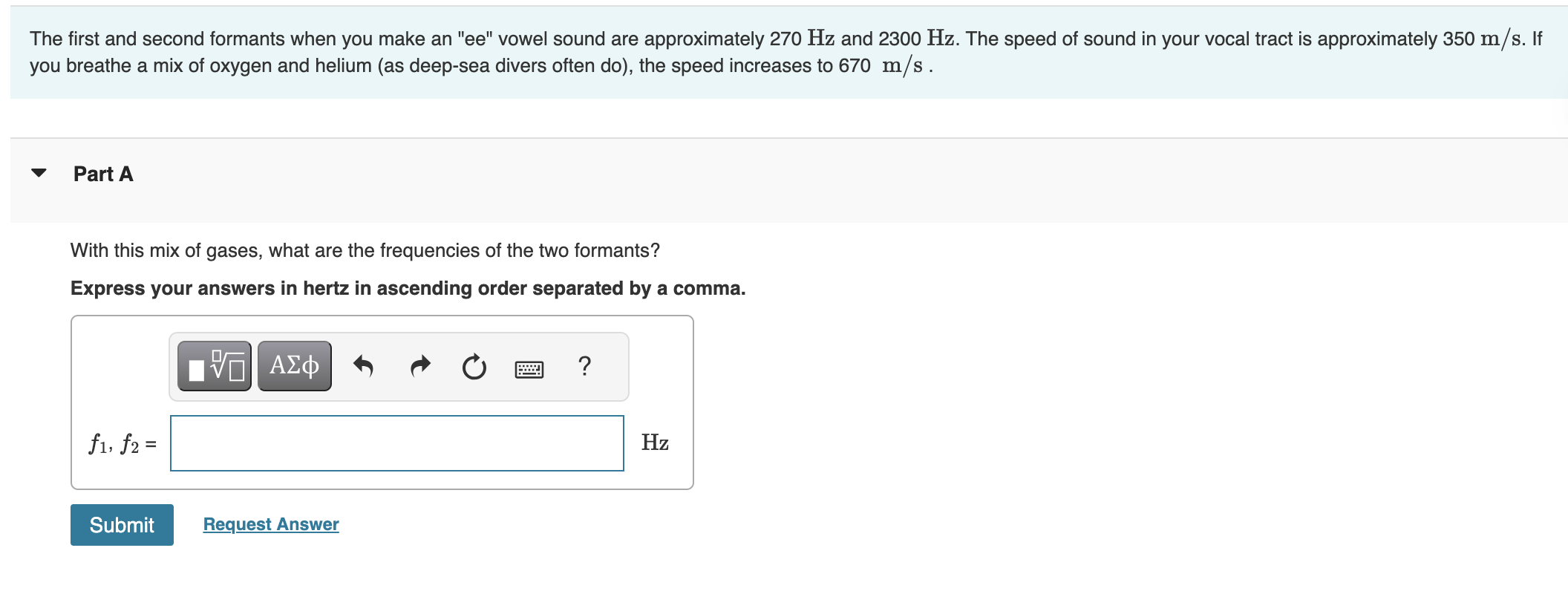 Solved The first and second formants when you make an "ee" | Chegg.com