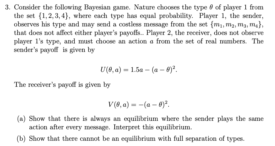 3. Consider the following Bayesian game. Nature | Chegg.com