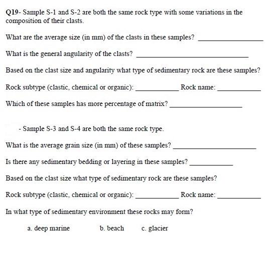Solved Part B - Sedimentary Rocks Considering the rocks | Chegg.com