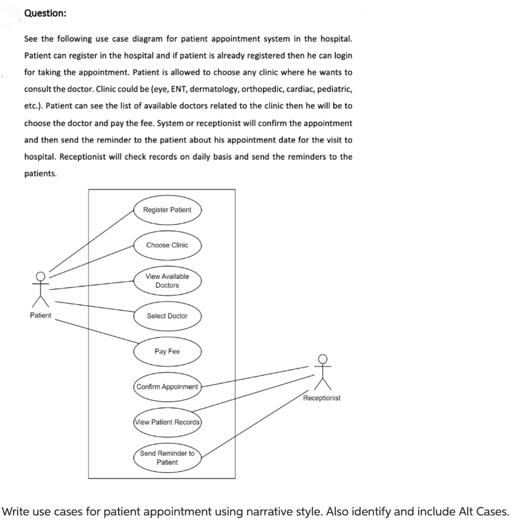 Solved Question: See the following use case diagram for | Chegg.com