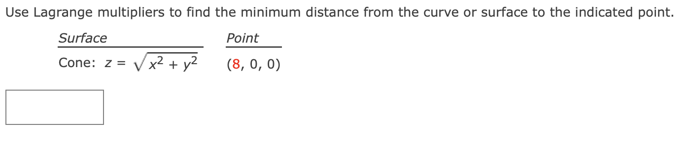 Solved Use Lagrange multipliers to find the minimum distance | Chegg.com