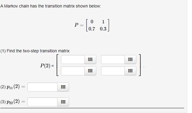 Solved A Markov chain has the transition matrix shown below | Chegg.com