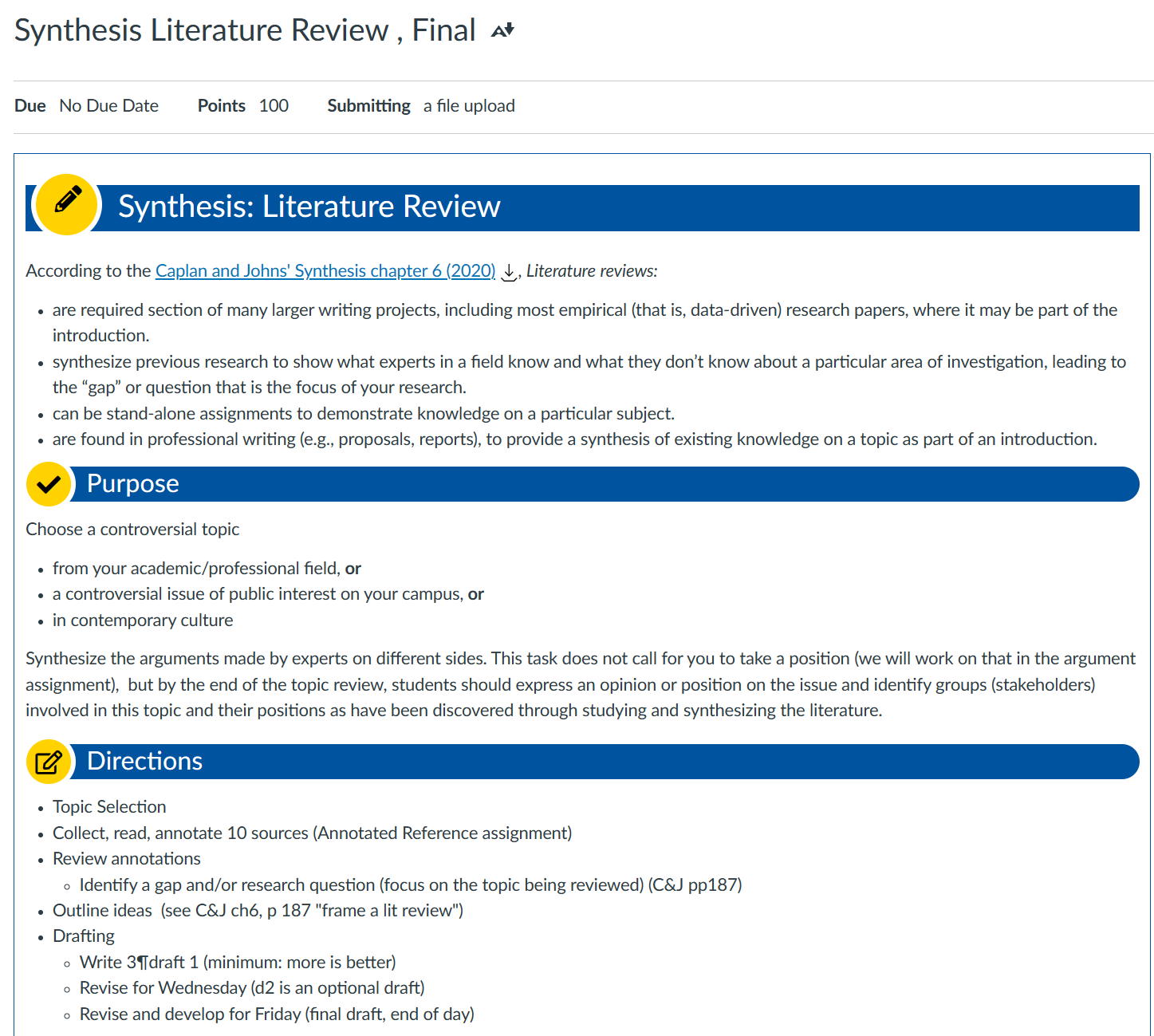 Synthesis Literature Review, Final at Submitting a | Chegg.com