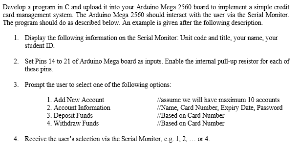 Solved Develop a program in C and upload it into your | Chegg.com