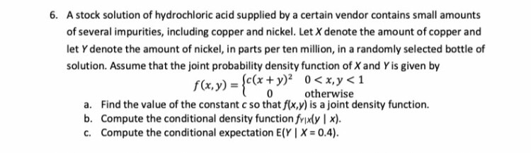 Solved 6. A stock solution of hydrochloric acid supplied by | Chegg.com