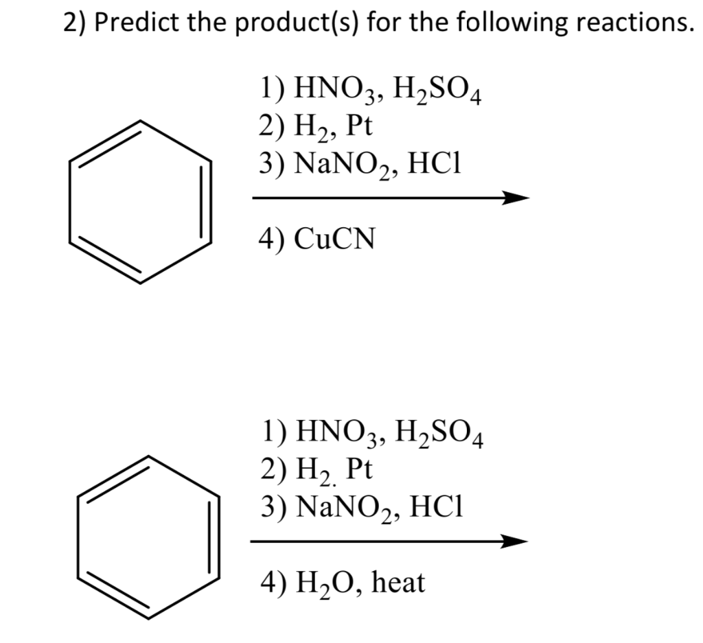 Solved 2) Predict the product(s) for the following | Chegg.com