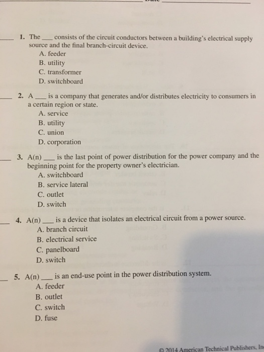 Solved 1. The consists of the circuit conductors between a | Chegg.com