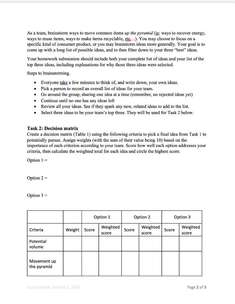 Solved Task 1: Brainstorm According to dumpsters.com; every | Chegg.com