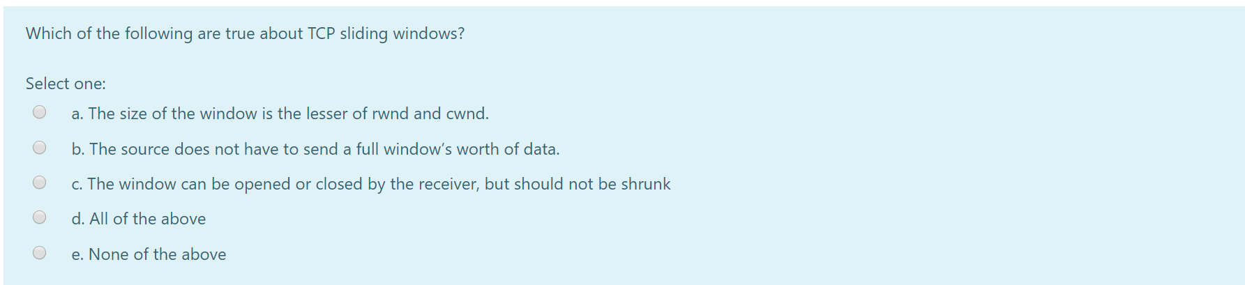 Solved Which of the following are true about TCP sliding | Chegg.com