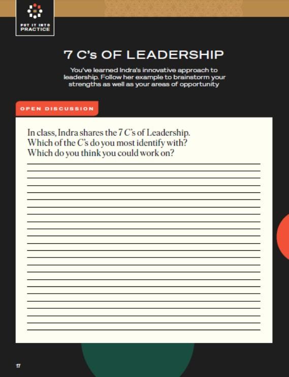 In class, Indra shares the 7C 's of Leadership. Which | Chegg.com