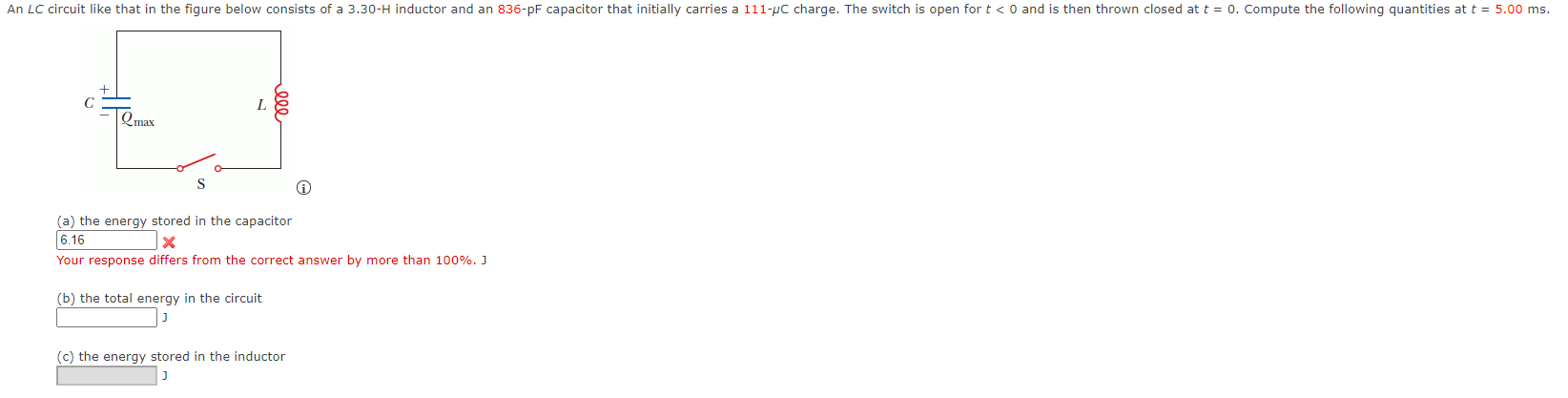 Solved An LC circuit like that in the figure below consists | Chegg.com