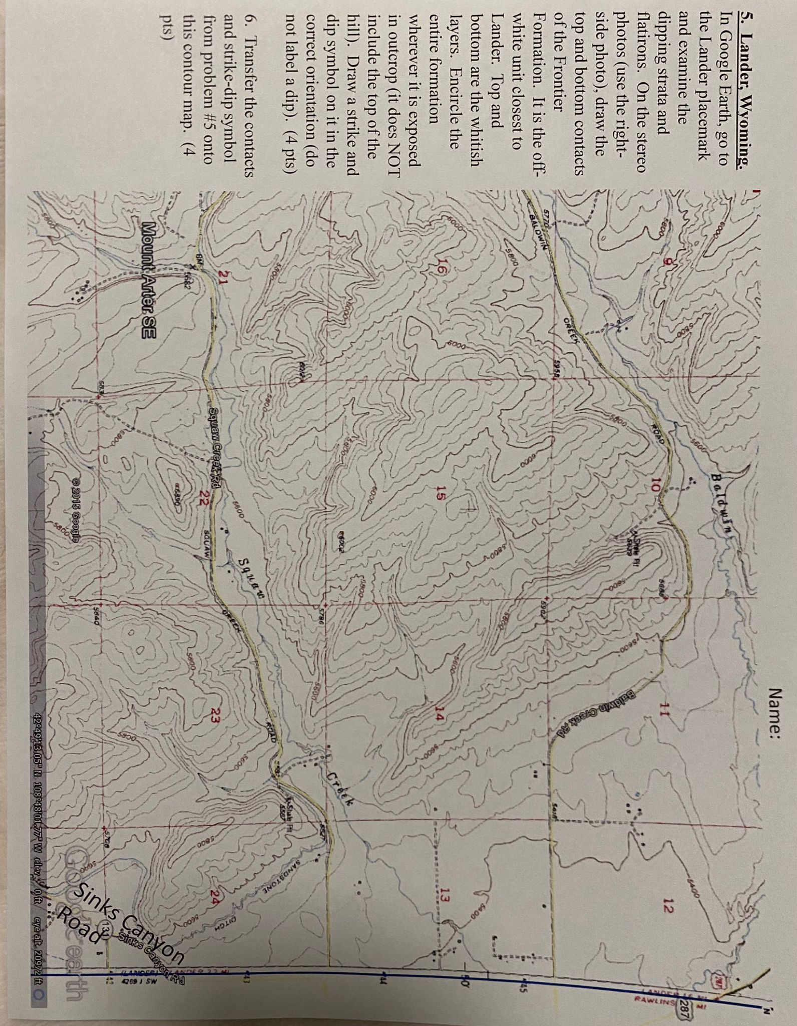 Solved 5) Lander, Wyoming. In Google Earth, go to Lander, | Chegg.com