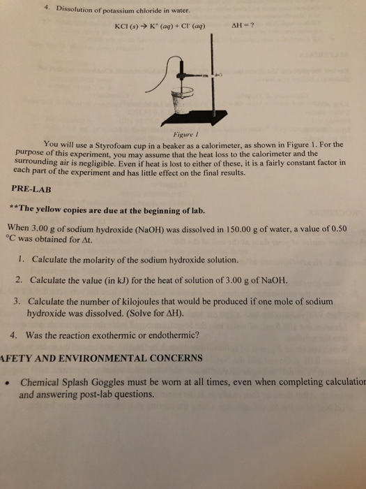 Solved 4. D issolution of potassium chloride in water. KCI | Chegg.com