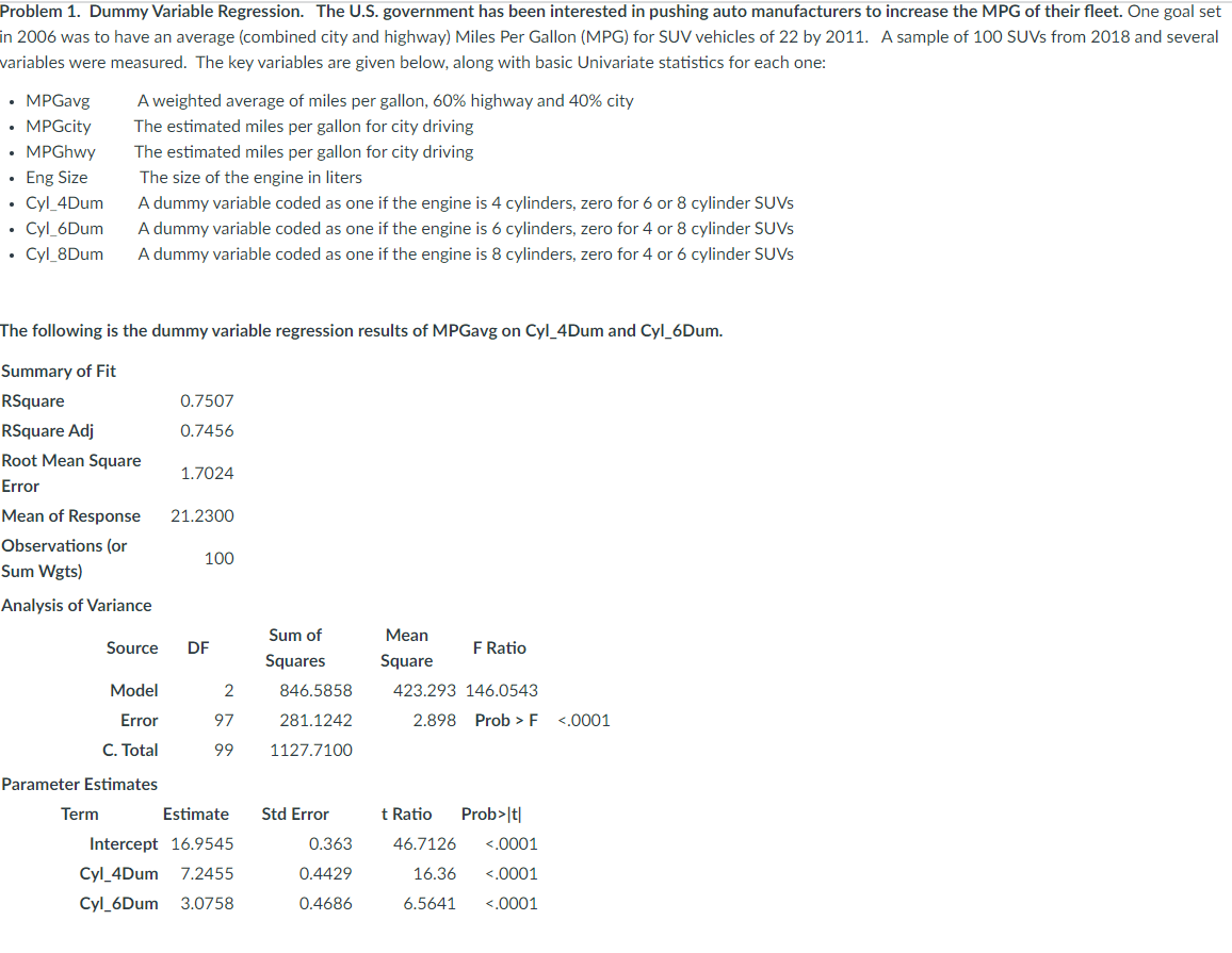 Solved Based on the regression results, solve for the | Chegg.com