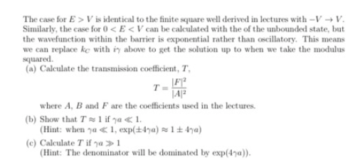 Solved (2) The potential is shown in Figure 1, where a | Chegg.com