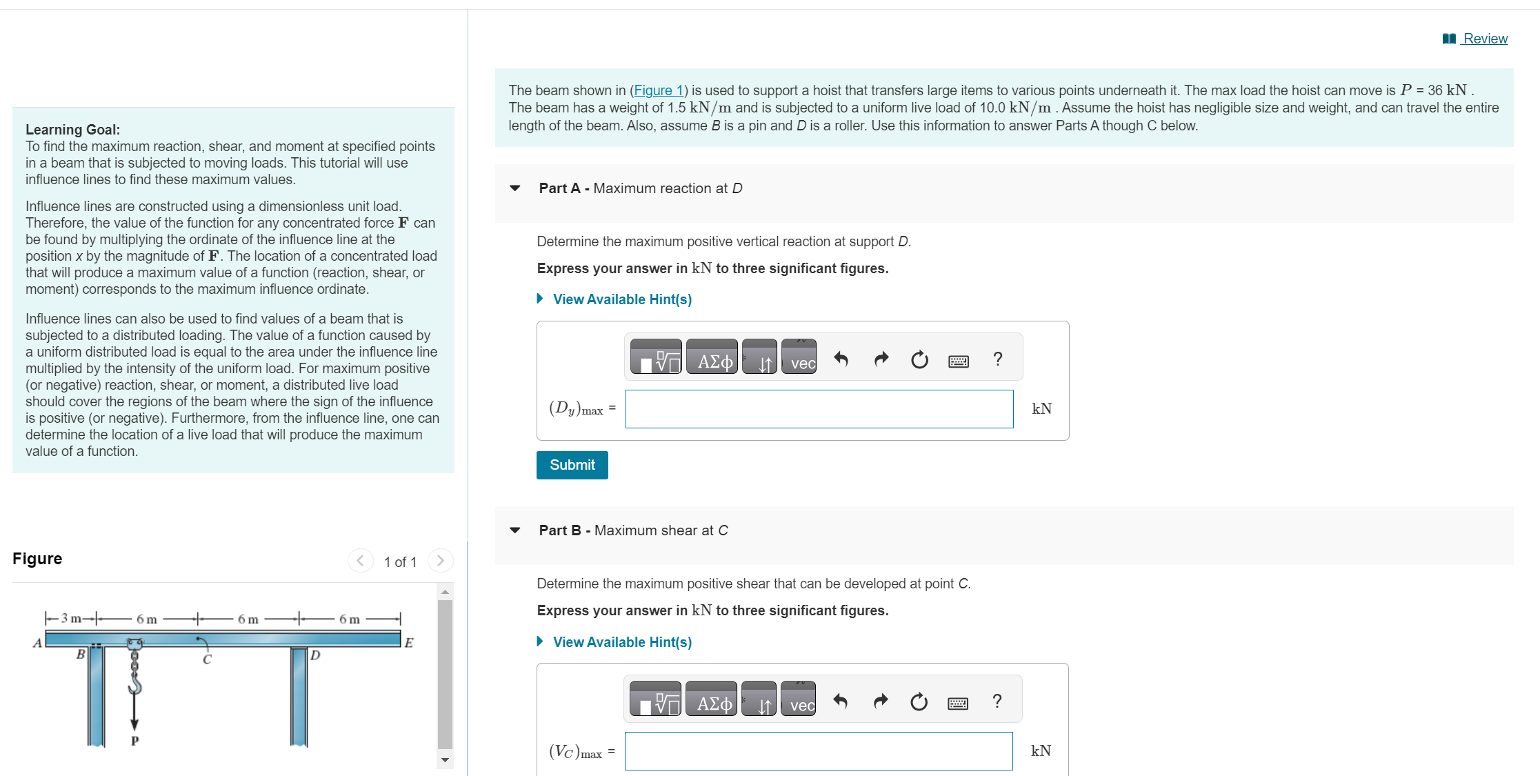 Solved Learning Goal: To find the maximum reaction, shear, | Chegg.com