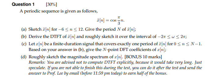 Solved A periodic sequence is given as follows, x~[n]=cos3πn | Chegg.com