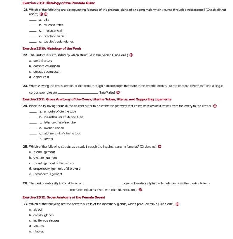 Solved Exercise 23.9: Histology of the Prostate Gland 21. | Chegg.com