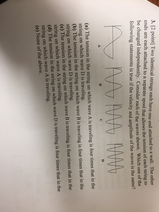 Solved Two identical strings each have one end attached to | Chegg.com