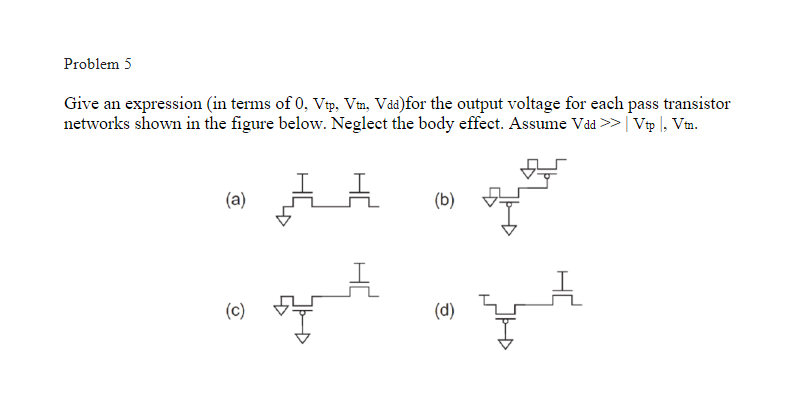Solved Problem 5 Give an expression (in terms of 0, Vtp, Vm, | Chegg.com