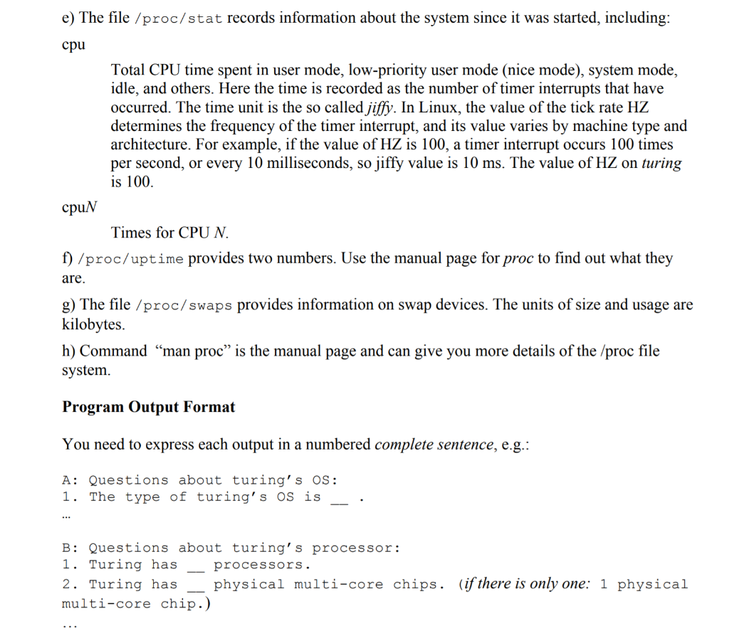 Part B Background: The Linux /proc file system is a | Chegg.com