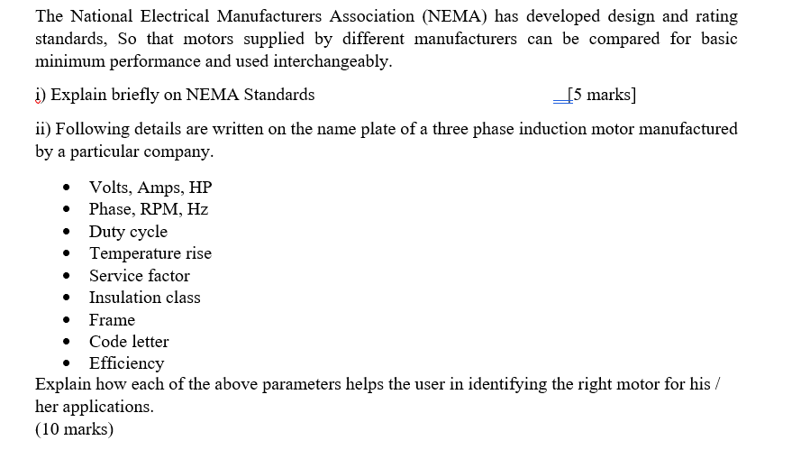 Solved The National Electrical Manufacturers Association | Chegg.com