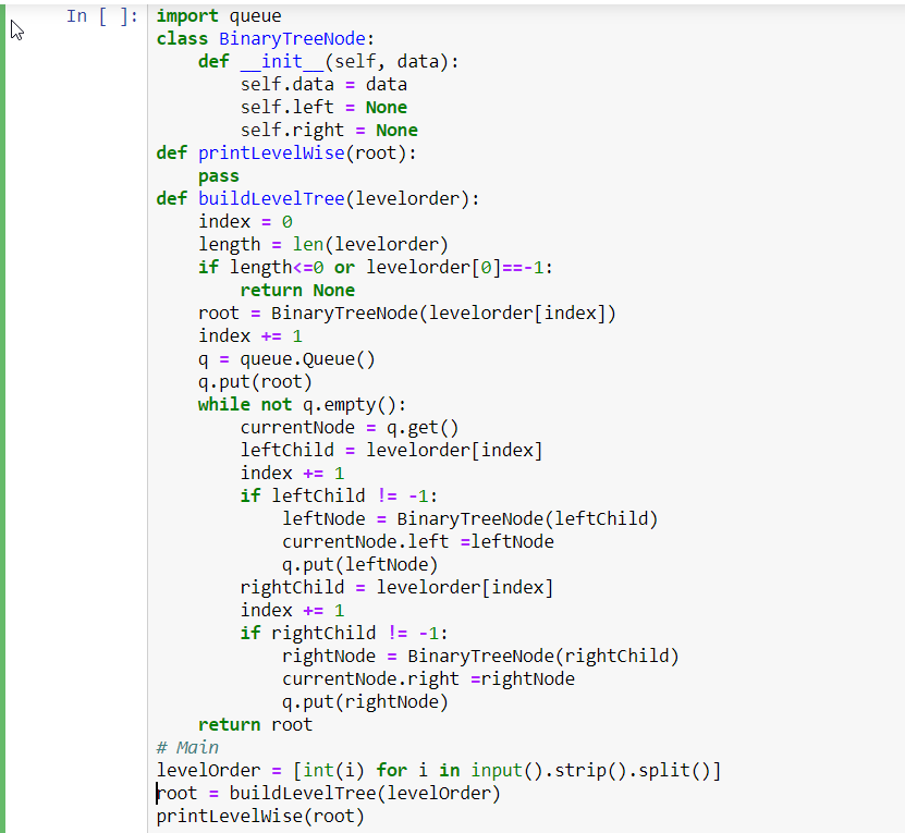 Solved Python Print LevelwiseGiven A Binary Tree Print