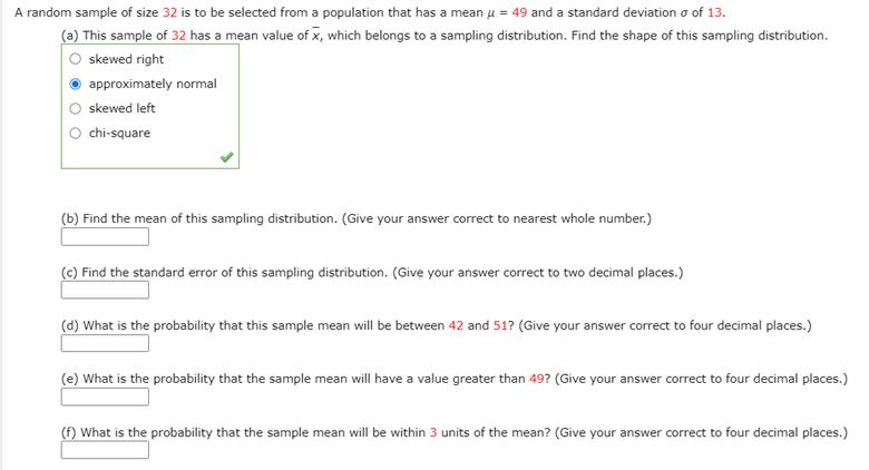 Solved A random sample of size 32 is to be selected from a | Chegg.com