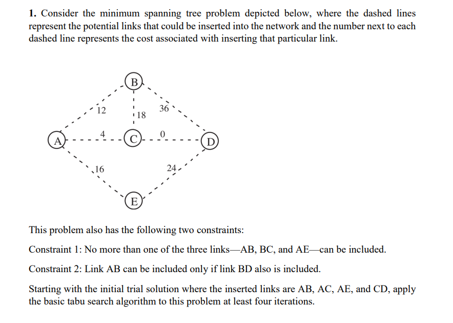 Solved 1. Consider the minimum spanning tree problem | Chegg.com