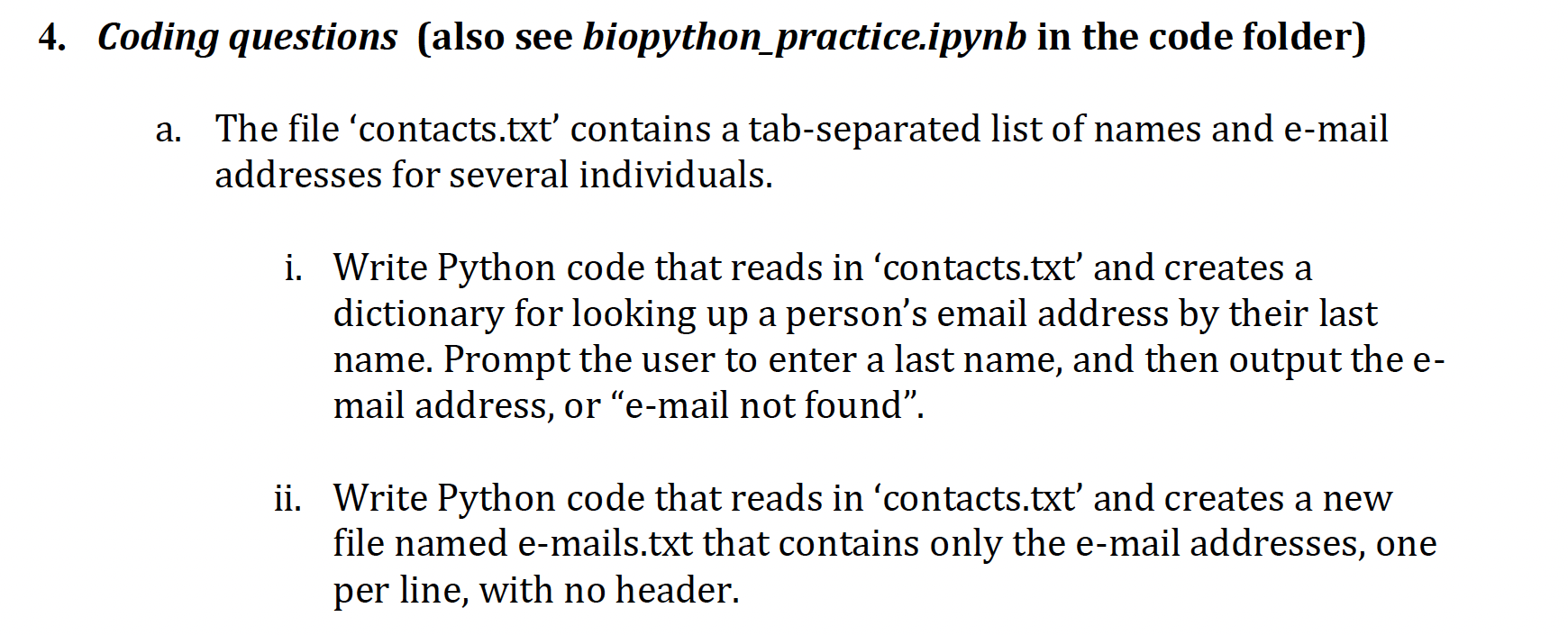 Solved 4. Coding questions (also see biopython | Chegg.com