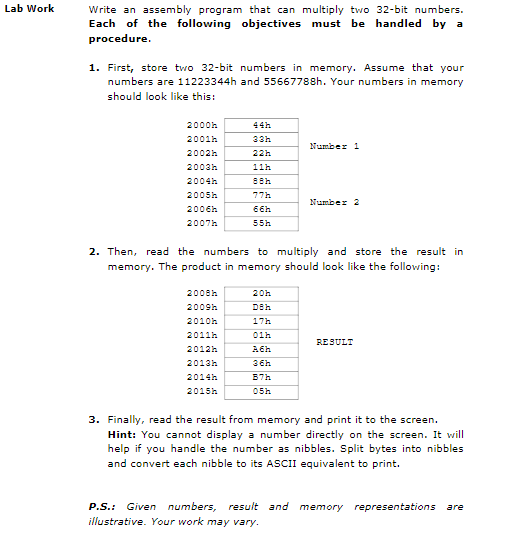 Solved Lab Work Write an assembly program that can multiply | Chegg.com