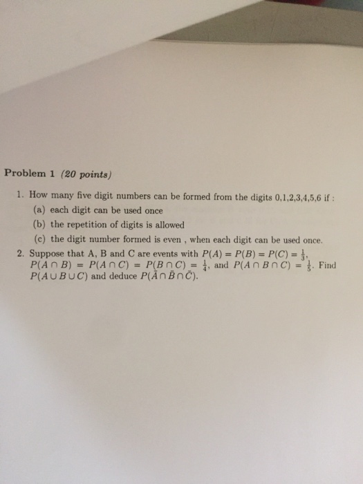Solved Problem 1 (20 points) 1. How many five digit numbers | Chegg.com