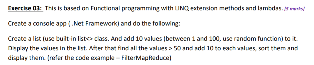 Solved Exercise 03: This is based on Functional programming | Chegg.com
