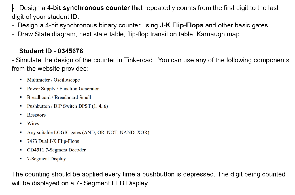 | Design a 4-bit synchronous counter that repeatedly | Chegg.com