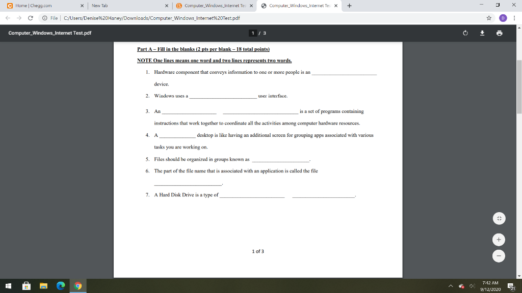 Solved Home | Chegg.com New Tab Computer_Windows_Internet | Chegg.com