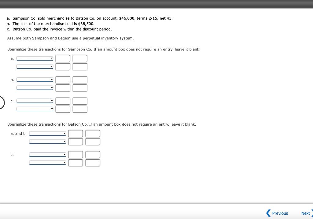 Solved a. Sampson Co. sold merchandise to Batson Co. on | Chegg.com